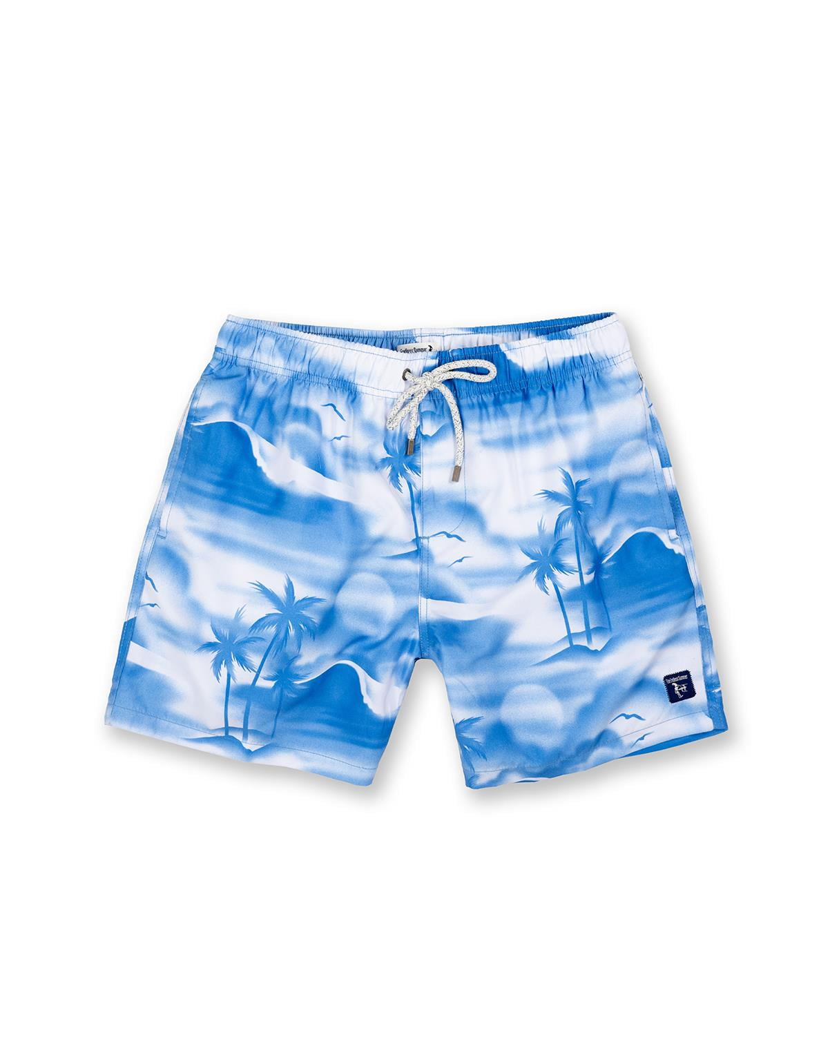 Boys Swim Trunks Elastic Swimwear Shorts with Fun Designs, Palm Lt ...