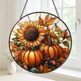 Autumn Pumpkin and Sunflower Stained Glass Suncatcher – Fall Window ...