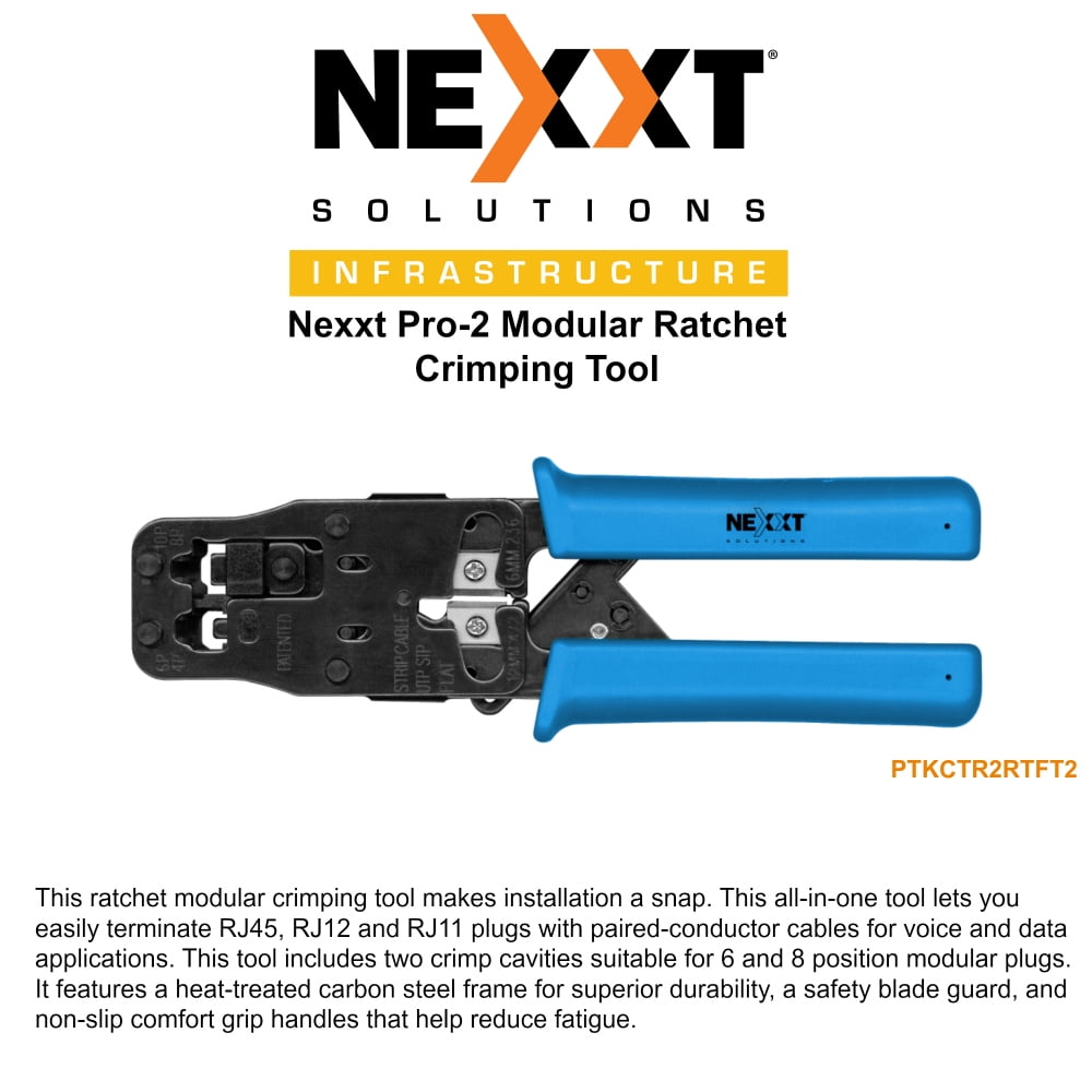 Nexxt Pro-2 Modular Ratchet Crimping Tool (8P8C/RJ45, 6P6C/RJ12, 6P4C/RJ11, 6P2C) - Walmart.com