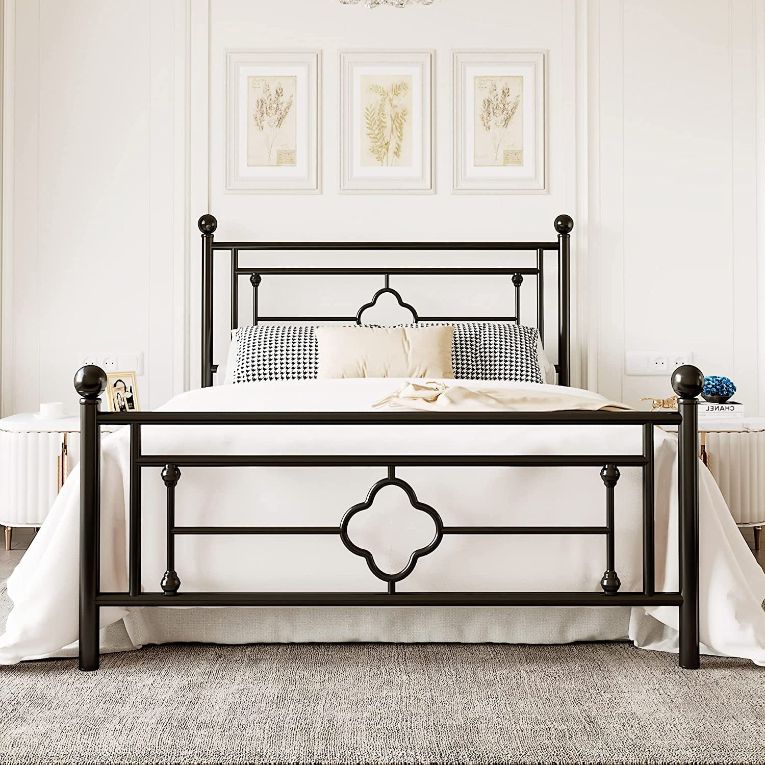 Buy Allewie Queen Size Metal Platform Bed Frame with Victorian Vintage ... Buy Allewie Queen Size Metal Platform Bed Frame with Victorian Vintage ...