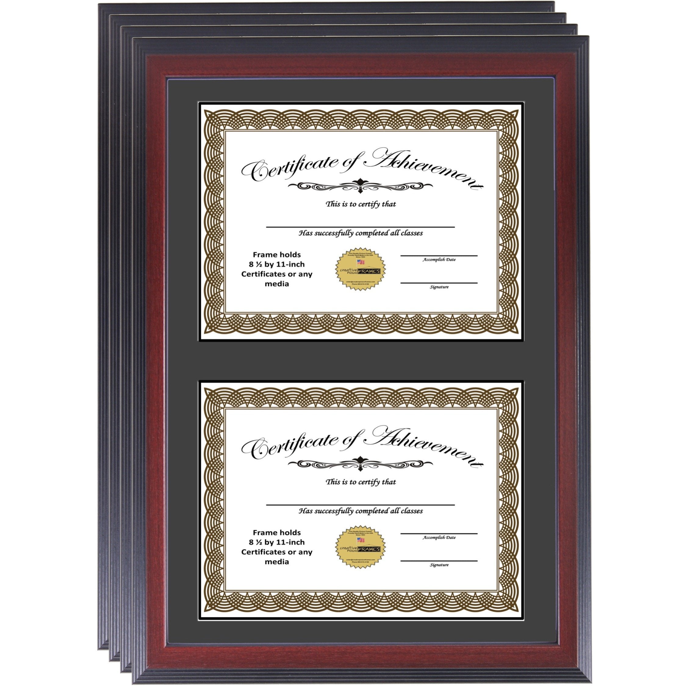 CreativePF [14x20.5mh-w] Mahogany Finish Double Diploma Frame Holds Two ...