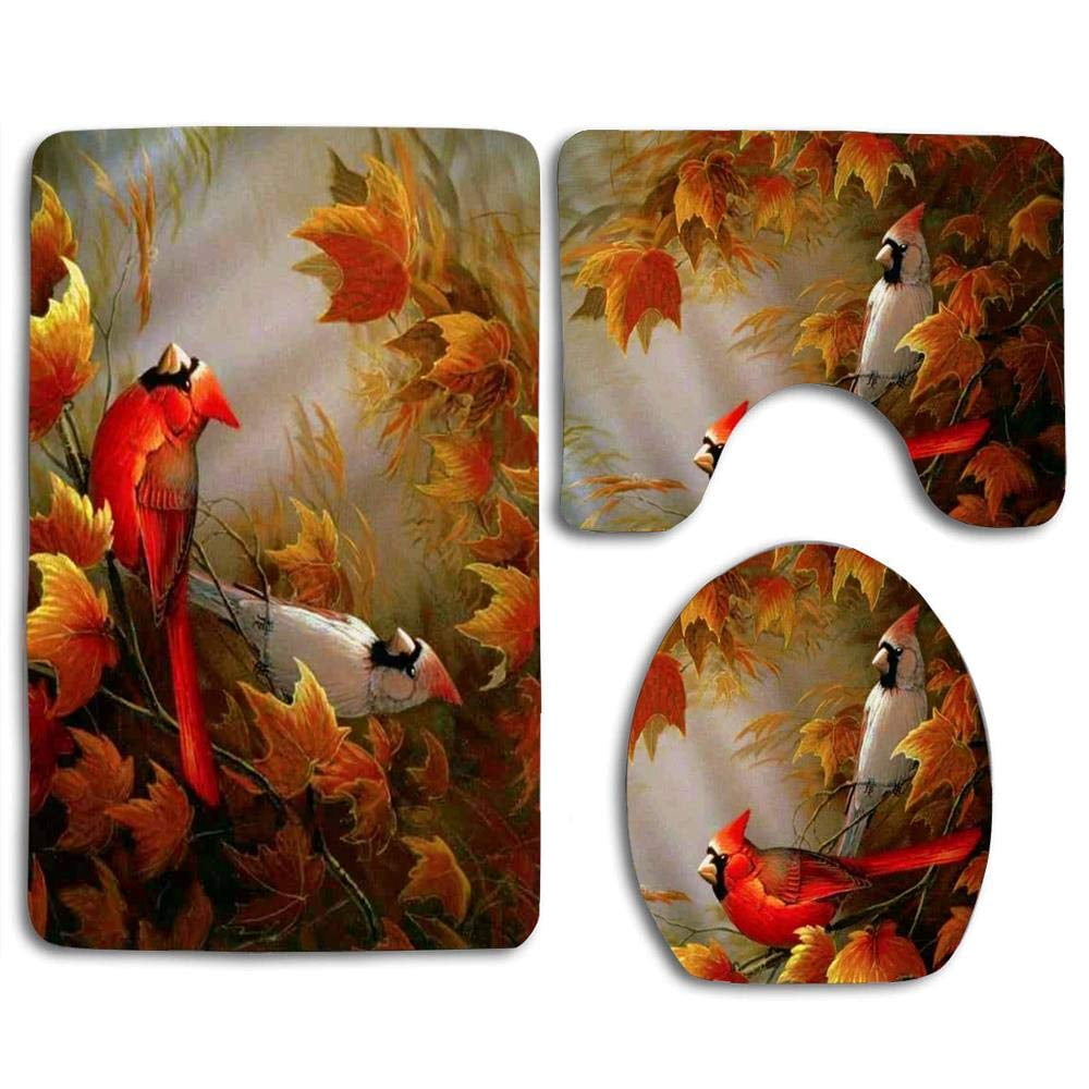 CHAPLLE Cardinal Bird in Fall 3 Piece Bathroom Rugs Set Bath Rug ...