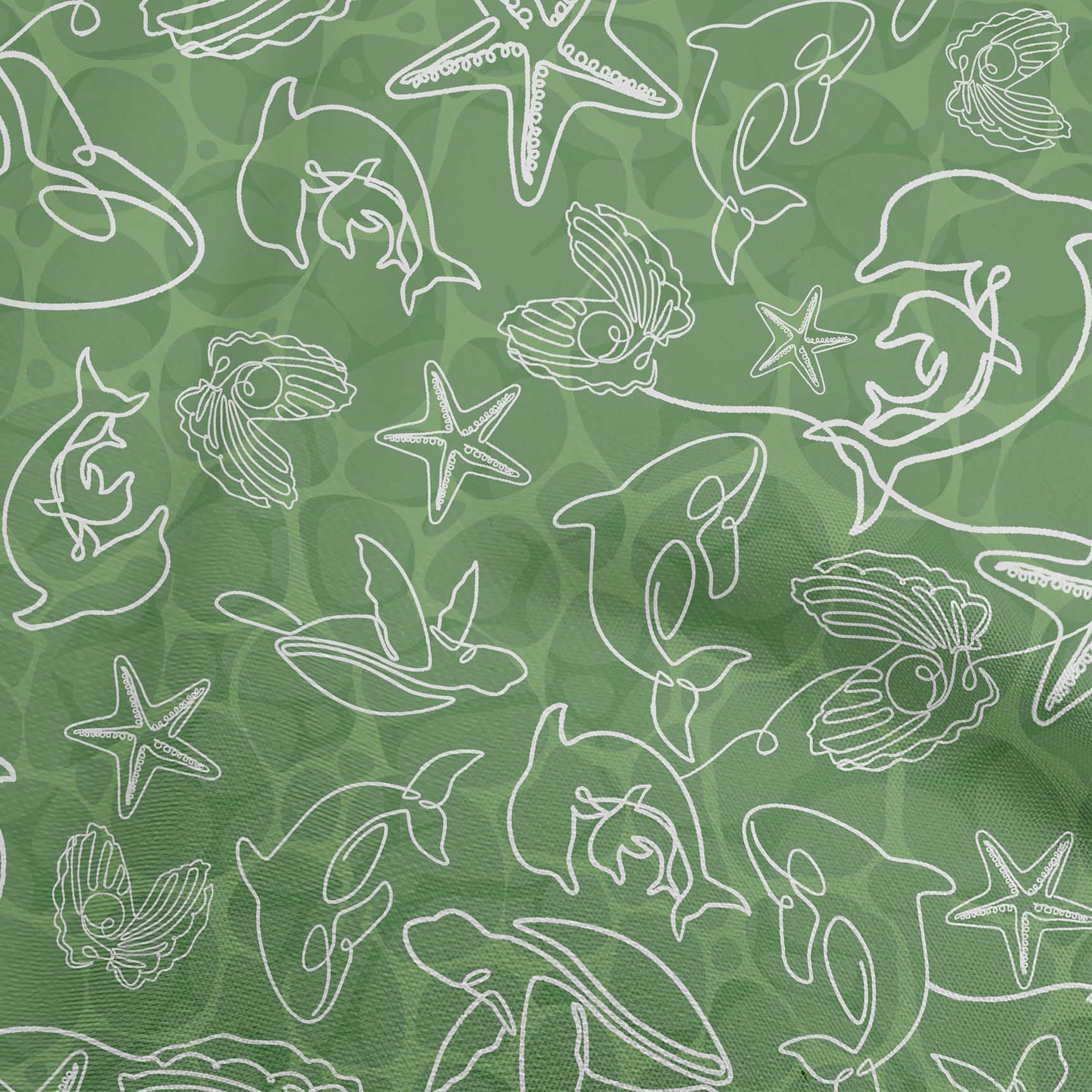 oneOone Cotton Silk Green Fabric Sea Sewing Craft Projects Fabric ...