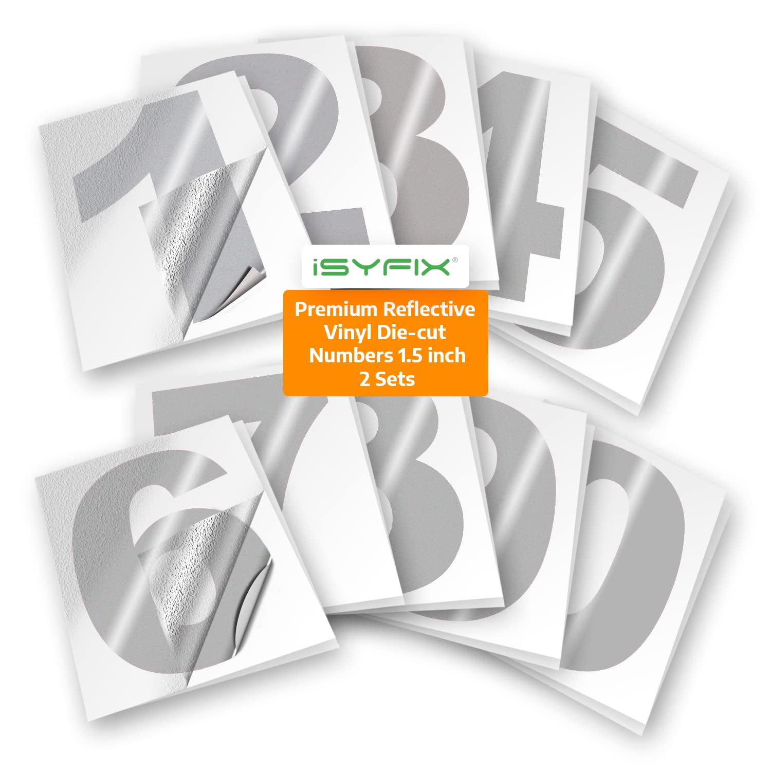 iSYFIX Reflective Vinyl Numbers Stickers – 1.5 Inch Self Adhesive (2 ...