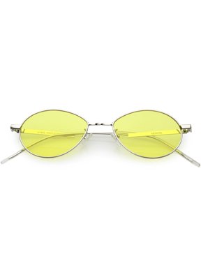 Extreme Small Oval Sunglasses Color Tinted Flat Lens 51mm (Gold / Red ...