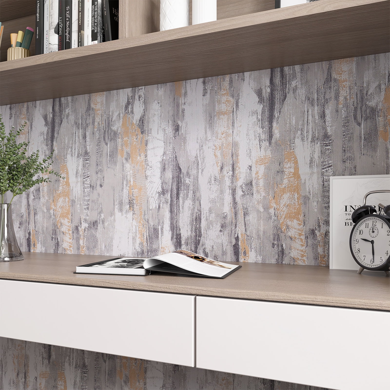 LaCheery Concrete Wallpaper 24’x160′ Textured Contact Paper Wall ...