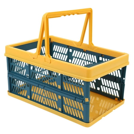 Collapsible Shopping Basket Portable Folding Storage Crate Blue ...