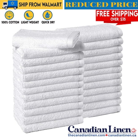 Canadian Linen Regal 24 Pack Basic Economy Cotton White Washcloths Set ...