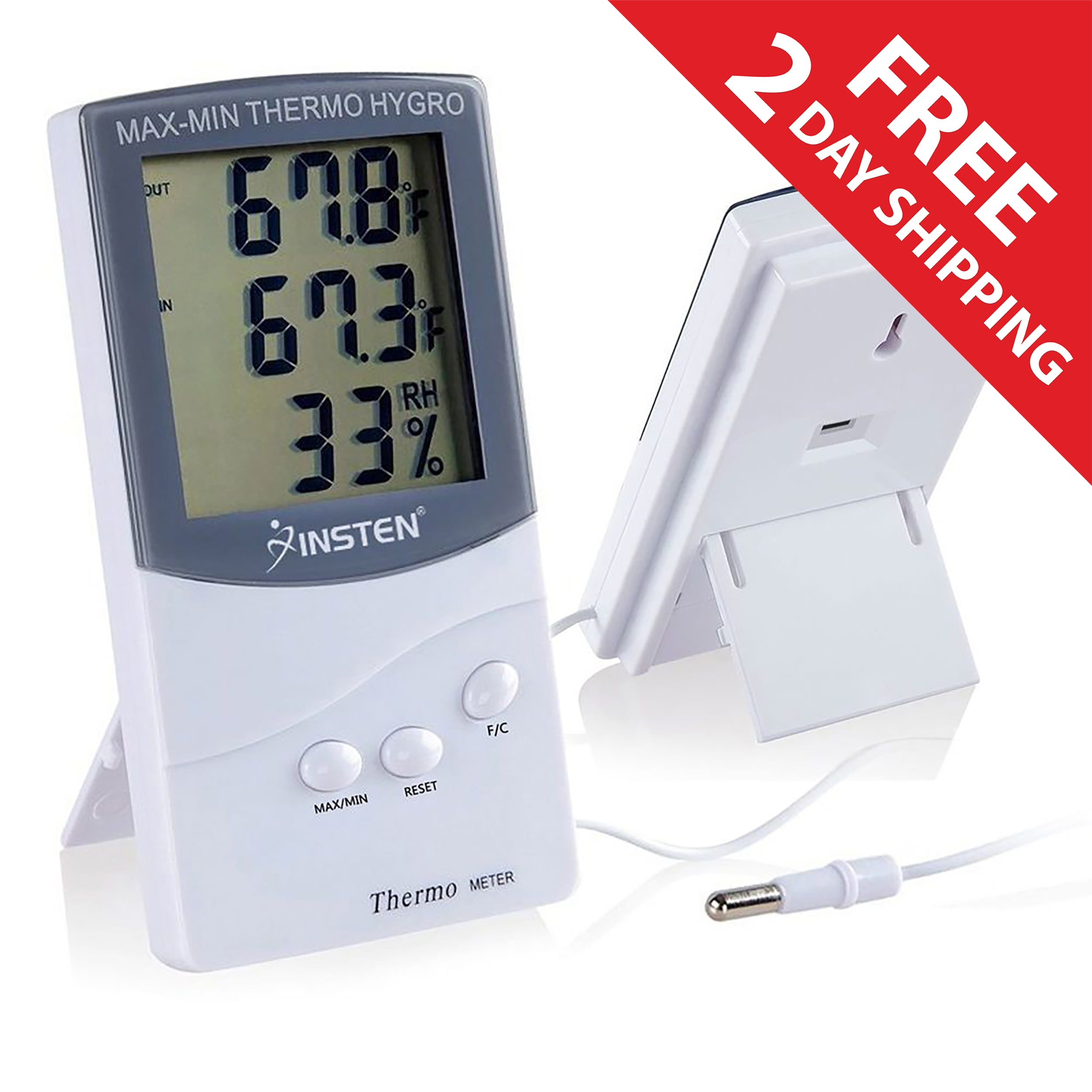 Insten Indoor & Outdoor Digital Thermometer Humidity Monitor Room ... Insten Indoor & Outdoor Digital Thermometer Humidity Monitor Room ...