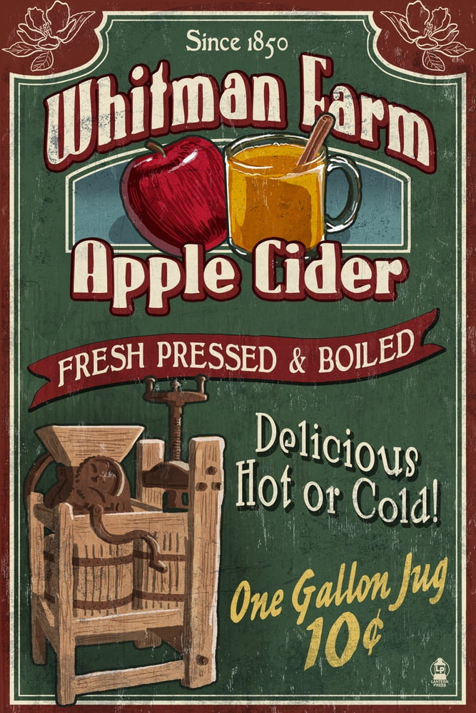 Apple Cider Farm, Vintage Sign (24x36 Giclee Gallery Art Print, Vivid ...