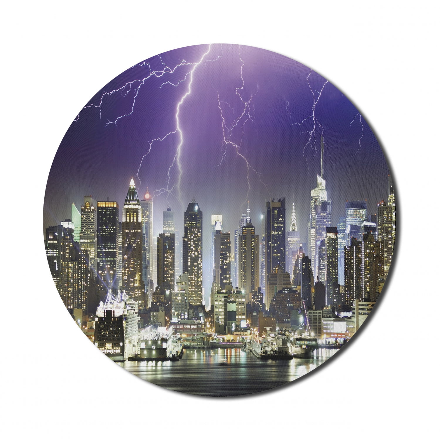 City Mouse Pad for Computers, Storm and Thunder at Night in New York ...