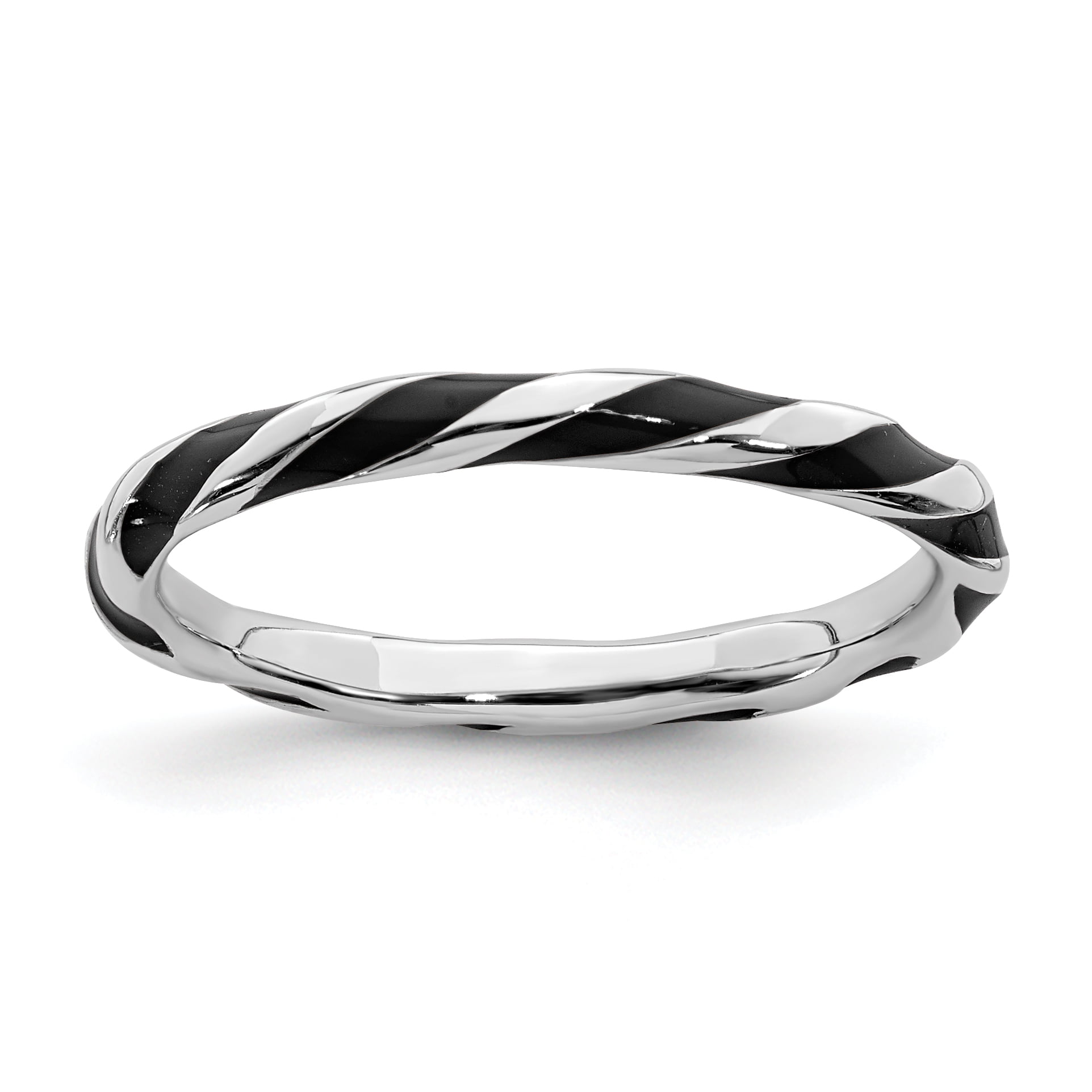 Jewelrypot - Sterling Silver Twisted Black Enameled Ring - Walmart.com ...