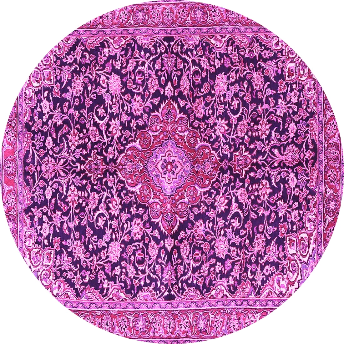 Ahgly Company Indoor Round Medallion Pink Traditional Area Rugs, 8 ...