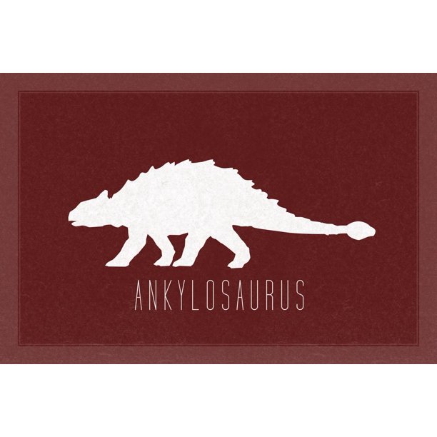 Dinosaur Ankylosaurus Maroon Dinosaur Poster For Kids Room Dino ...