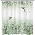 Green Leaves Shower Curtain Eucalyptus Hummingbird Bird Shower Curtains