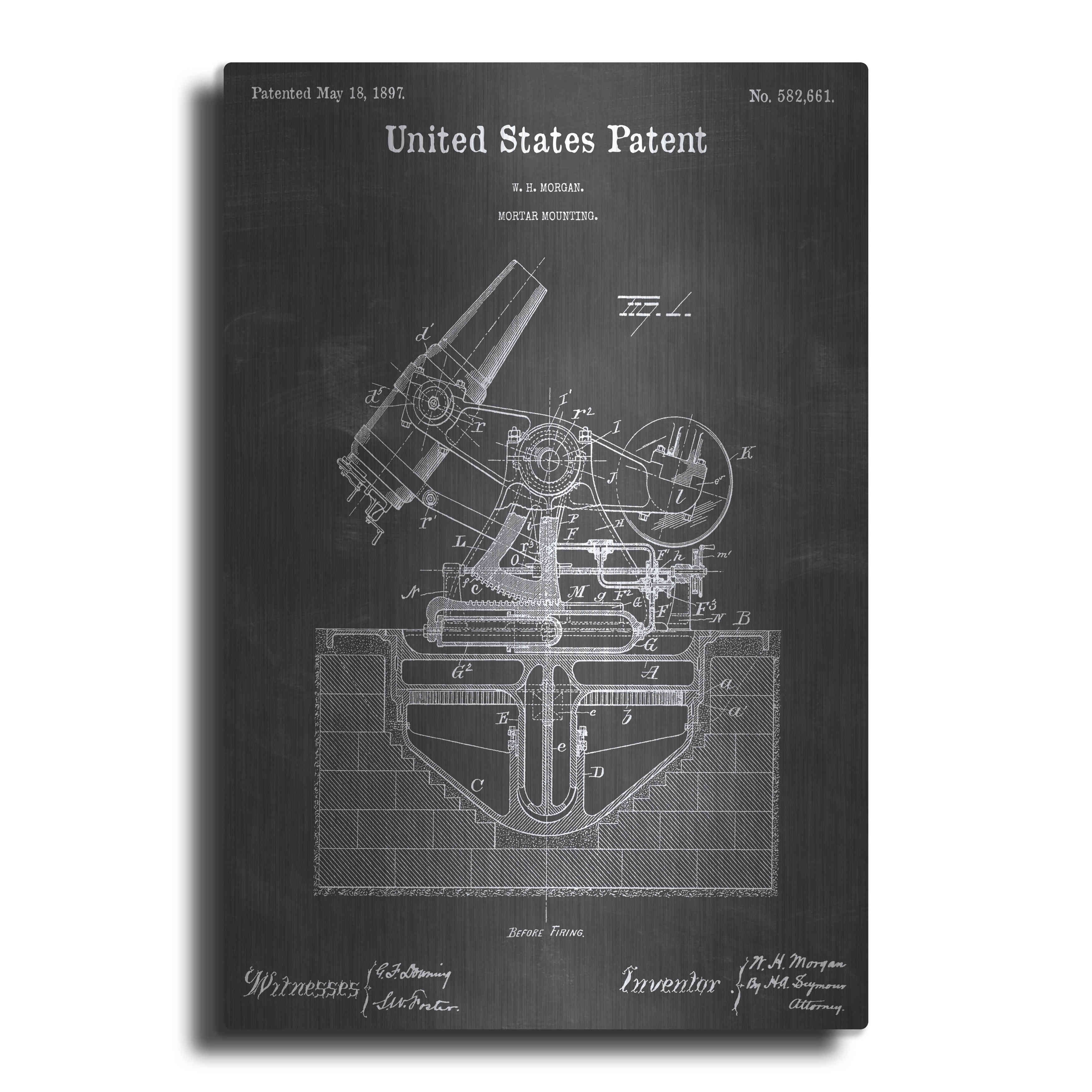 Luxe Metal Art 'Mortar Vintage Patent Blueprint' by Epic Portfolio ...
