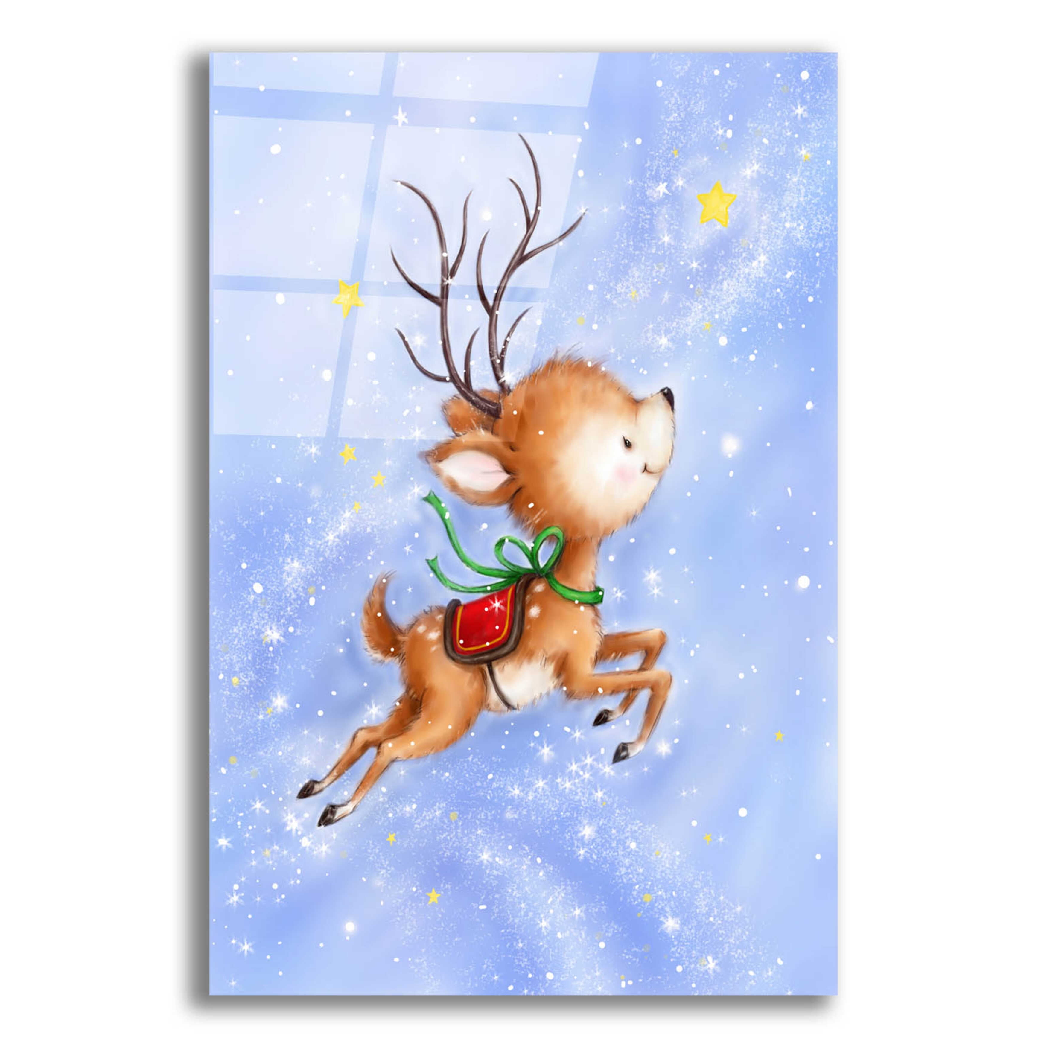 Epic Art 'Flying Rudolph' by Makiko, Acrylic Glass Wall Art, 16"x24 ...