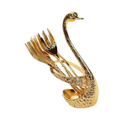 Swan Dinnerware Set Creative 6 Forks Stainless Steel Swan Base Utensils ...