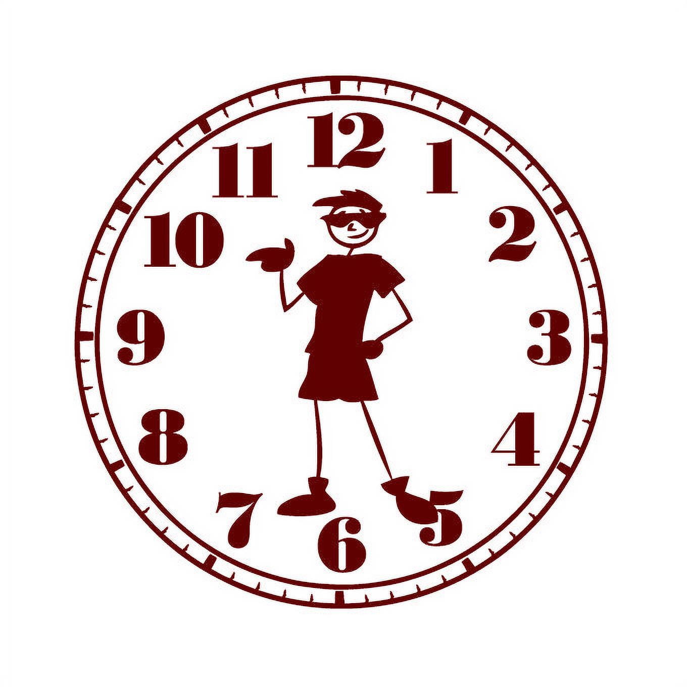 Boys Clock Face Graphic - Large - Dark Red - Walmart.com