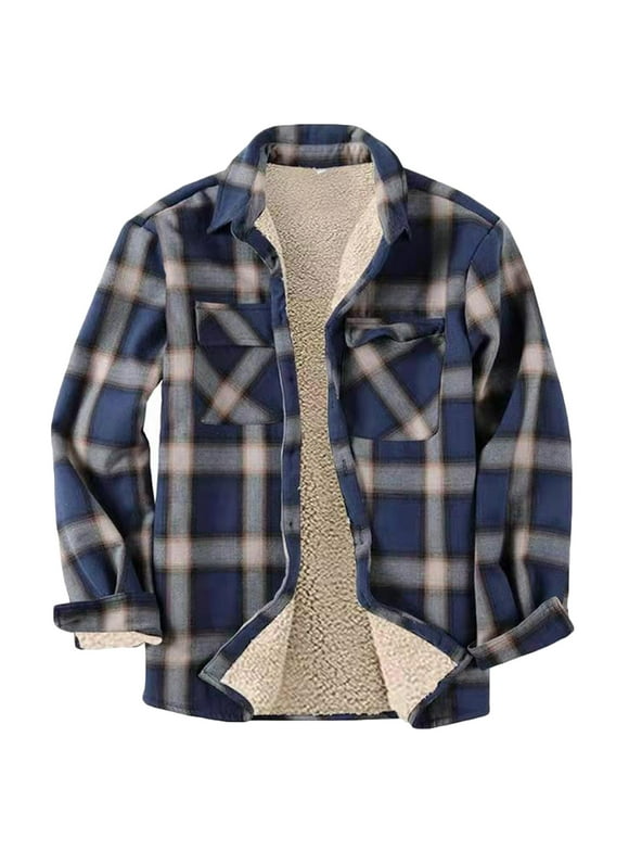 Fleece Lined Flannel Shirt Men