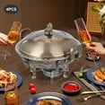 4-Pack Chinese Tripod Chafing Dish Set with Alcohol Stove - Stainless ...