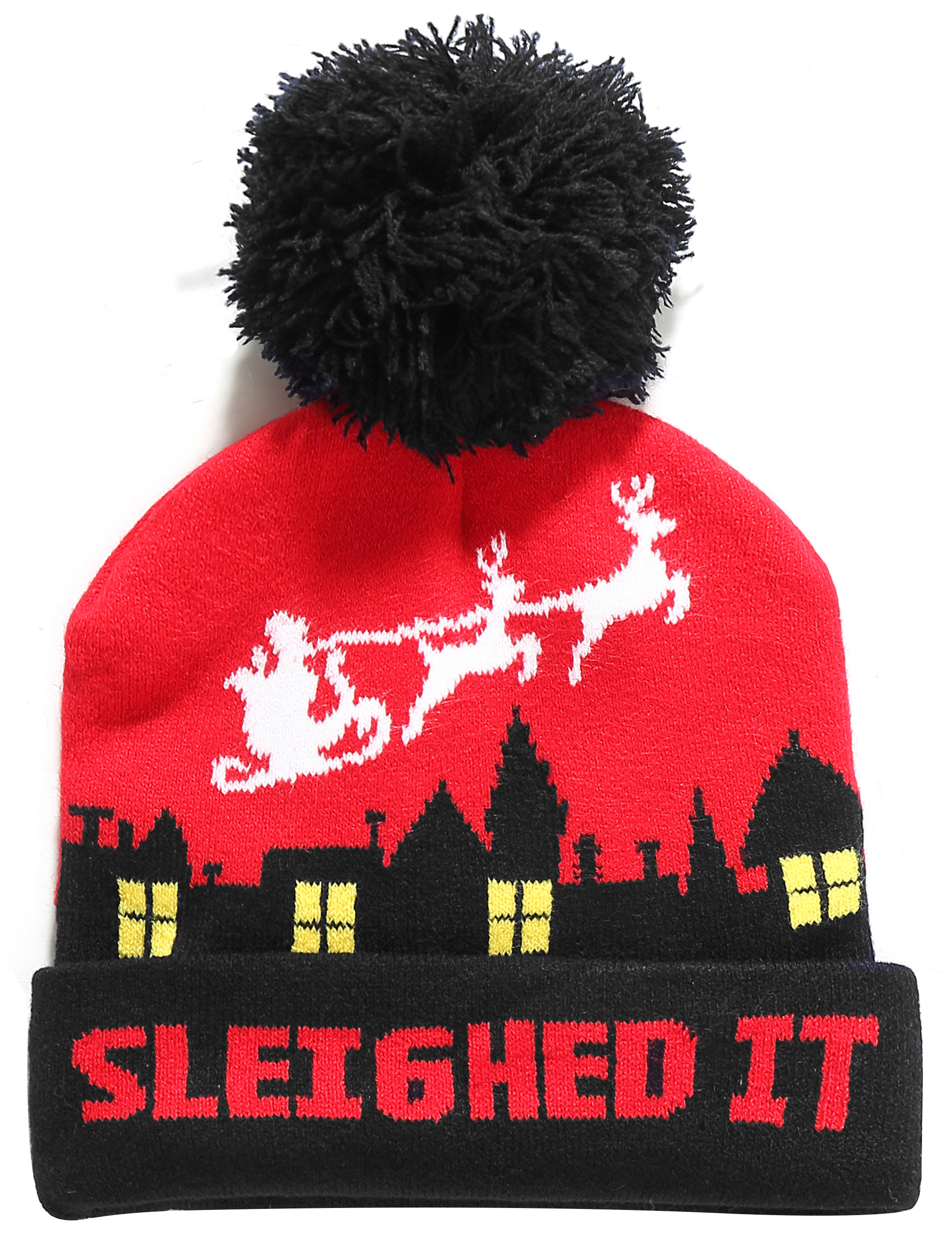 SSLR Adult Christmas Hat Ugly Christmas Beanie Hat Knitted Cap Pompom ...