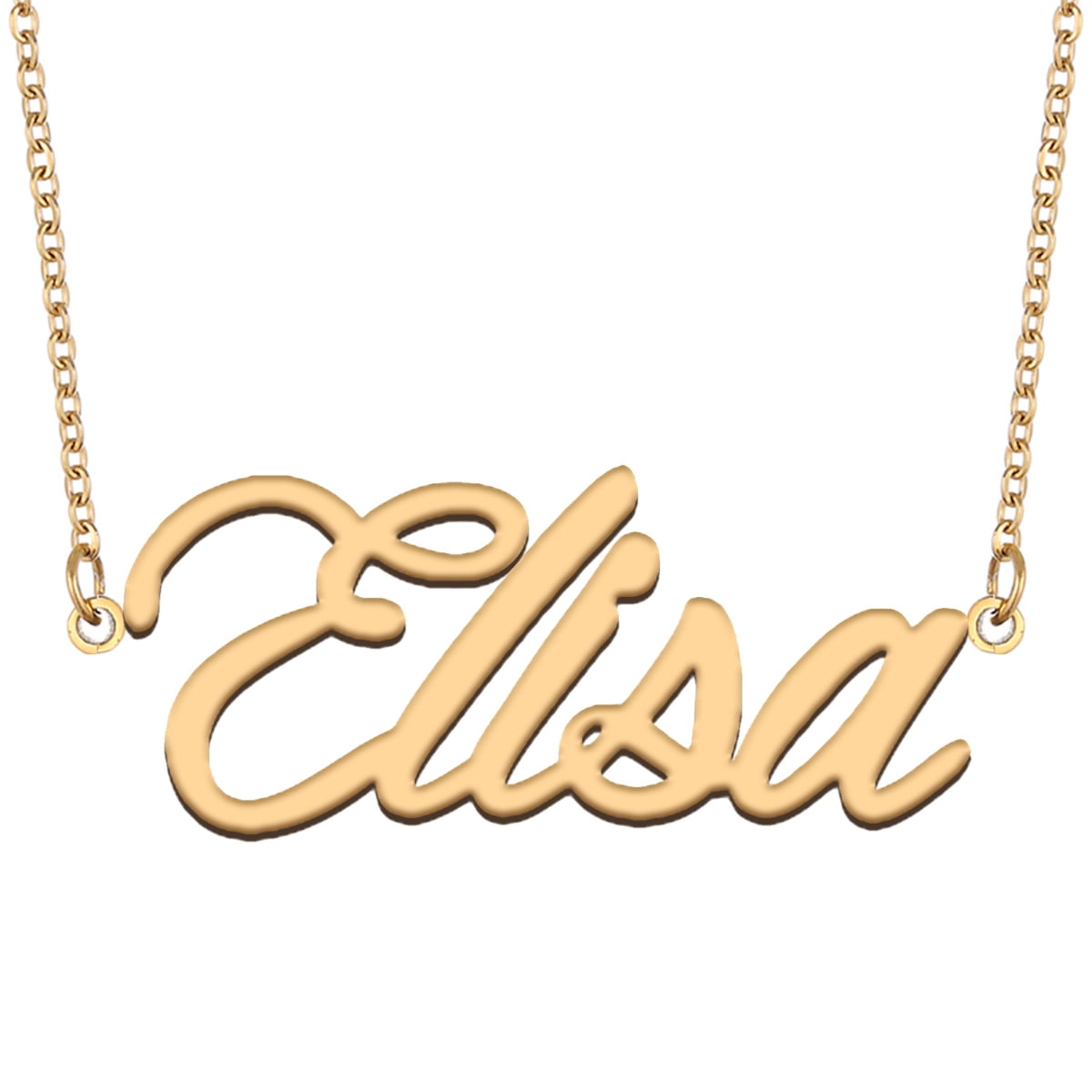 HUAN XUN Woman Name Necklace Elisa Handwritting Name Plate for Wife ...