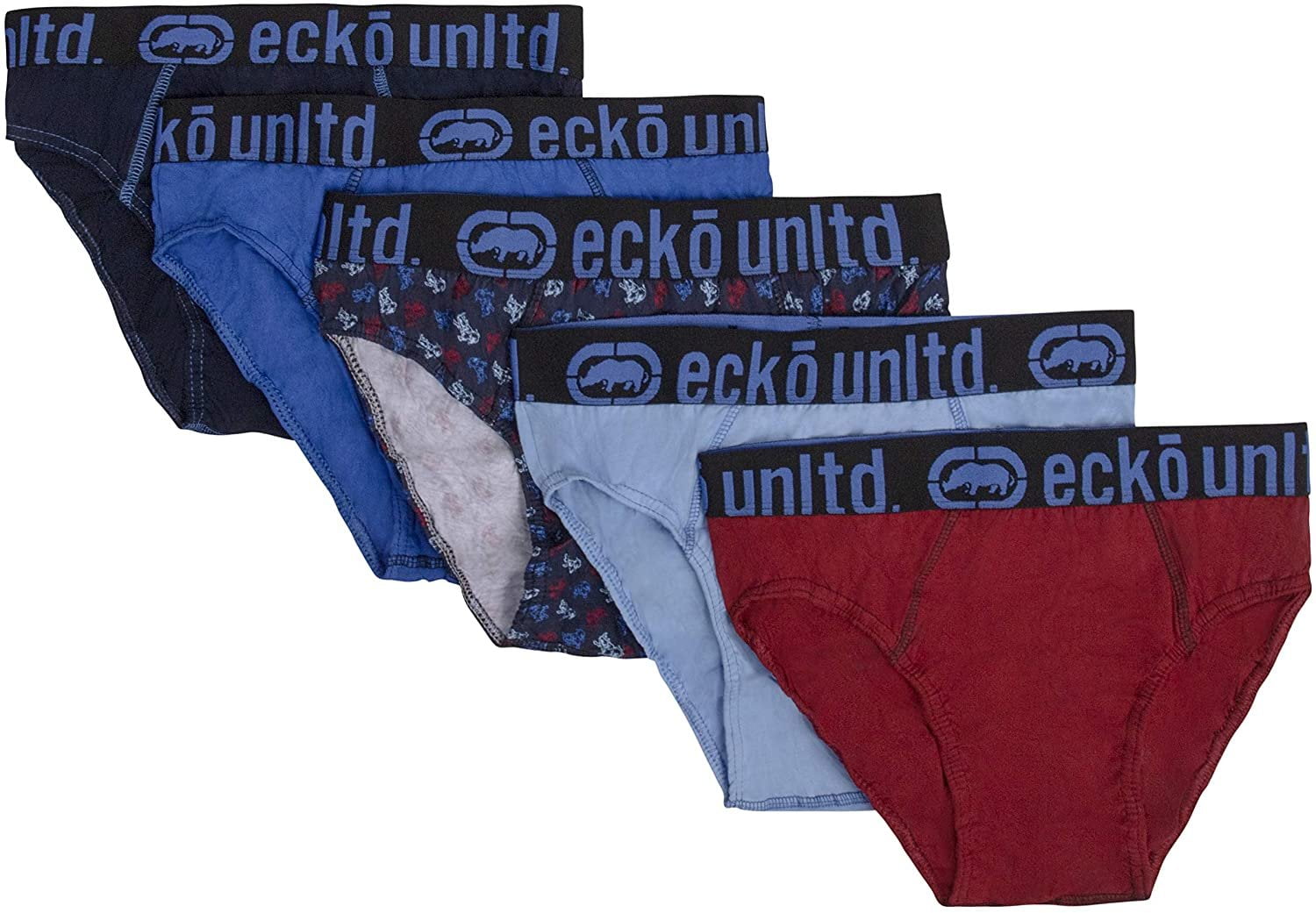 Ecko Unlimited. Lightweight Soft Mens 5 Pack of Low Rise Briefs Super ...
