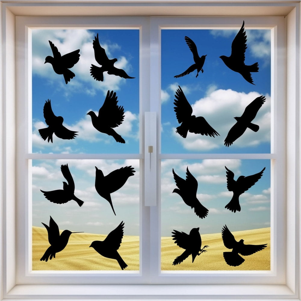 Hummingbird Static Window Stickers Black Non-Adhesive Adsorption Window ...