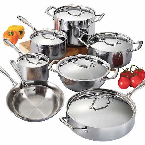 Tramontina 14-piece Tri-Ply Clad Stainless Steel Cookware Set - Walmart.com