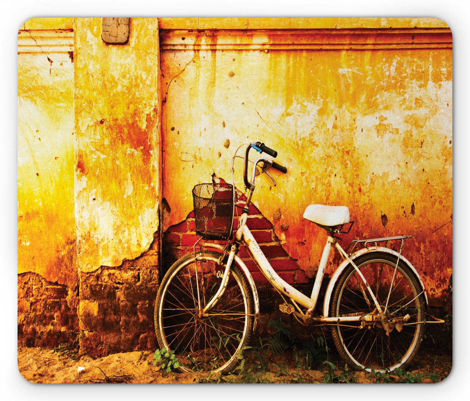 Bicycle Mouse Pad, Vintage Bike in Front of a Rusty Dirty Cracked ...