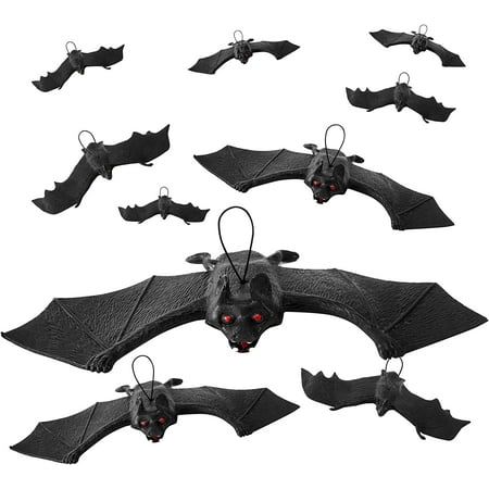 Rubber Bats - Black Fake Hanging Bats - Halloween Bat Decorations ...
