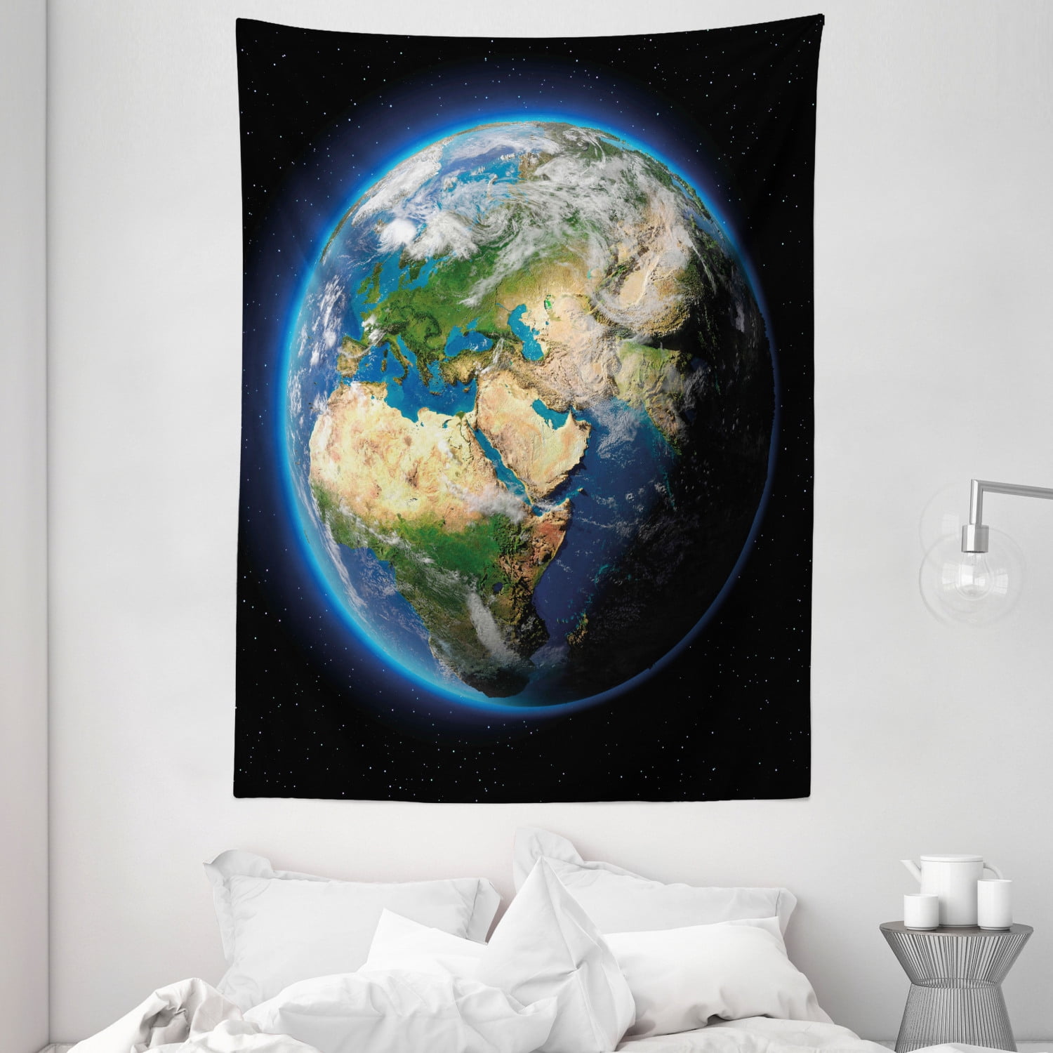Earth Tapestry, Vivid Earth Globe with Blue Seas Greenery Volumetric ...