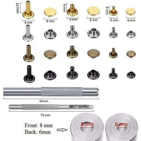 Double Cap Rivet, 300 Pieces Rivets With 3 Fastening Tools Double Head ...