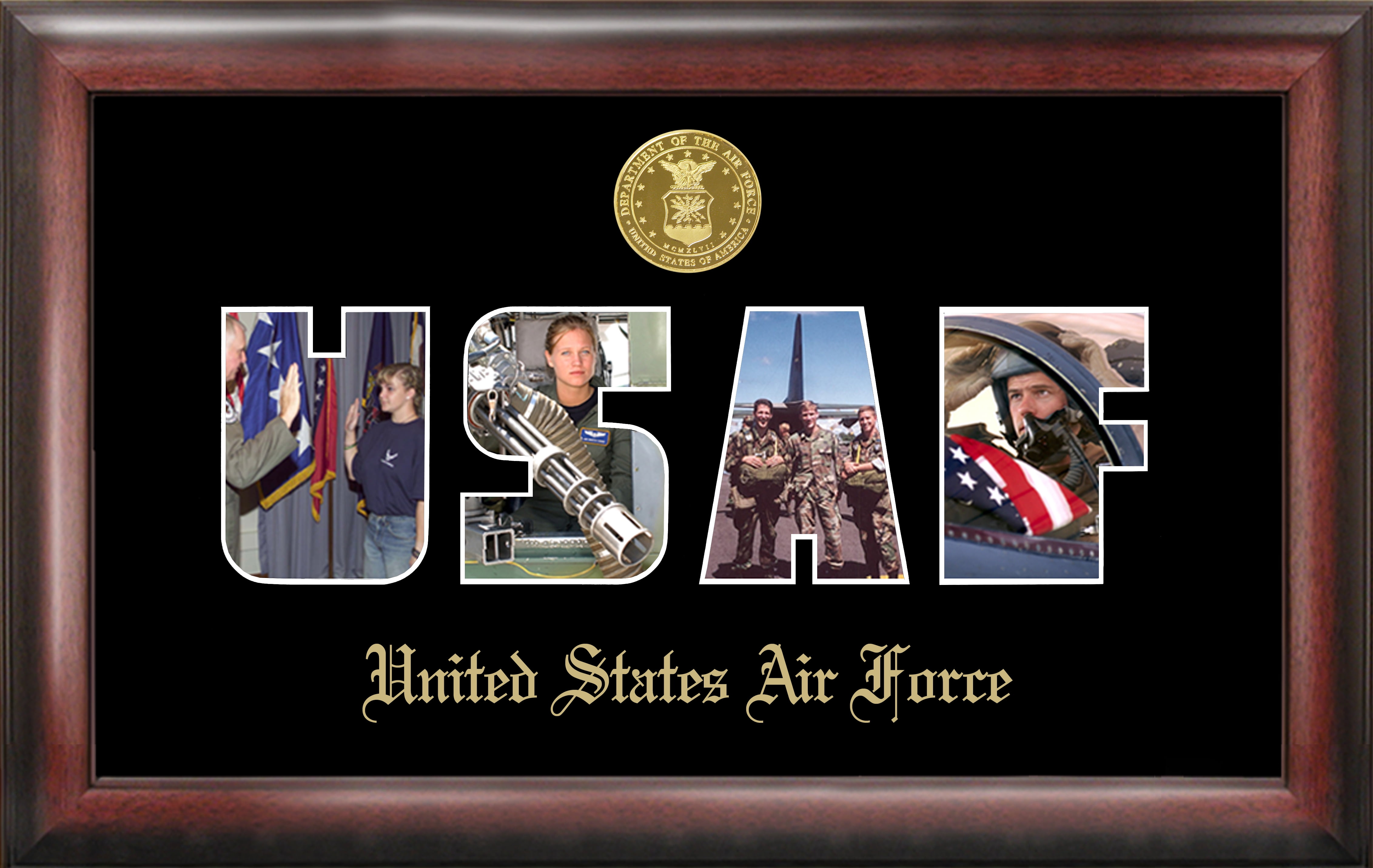 Patriot Frame's Air Force Collage Photo Frame Gold Medallion - Walmart.com