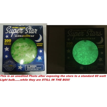 Ultra Glow Super Stars 200 Glow in the Dark Stars with Bonus Glowing ...