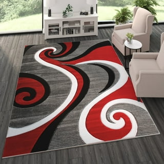 GLORY RUGS Area Rug Modern 8x10 Red Soft Hand Carved Contemporary Floor ...