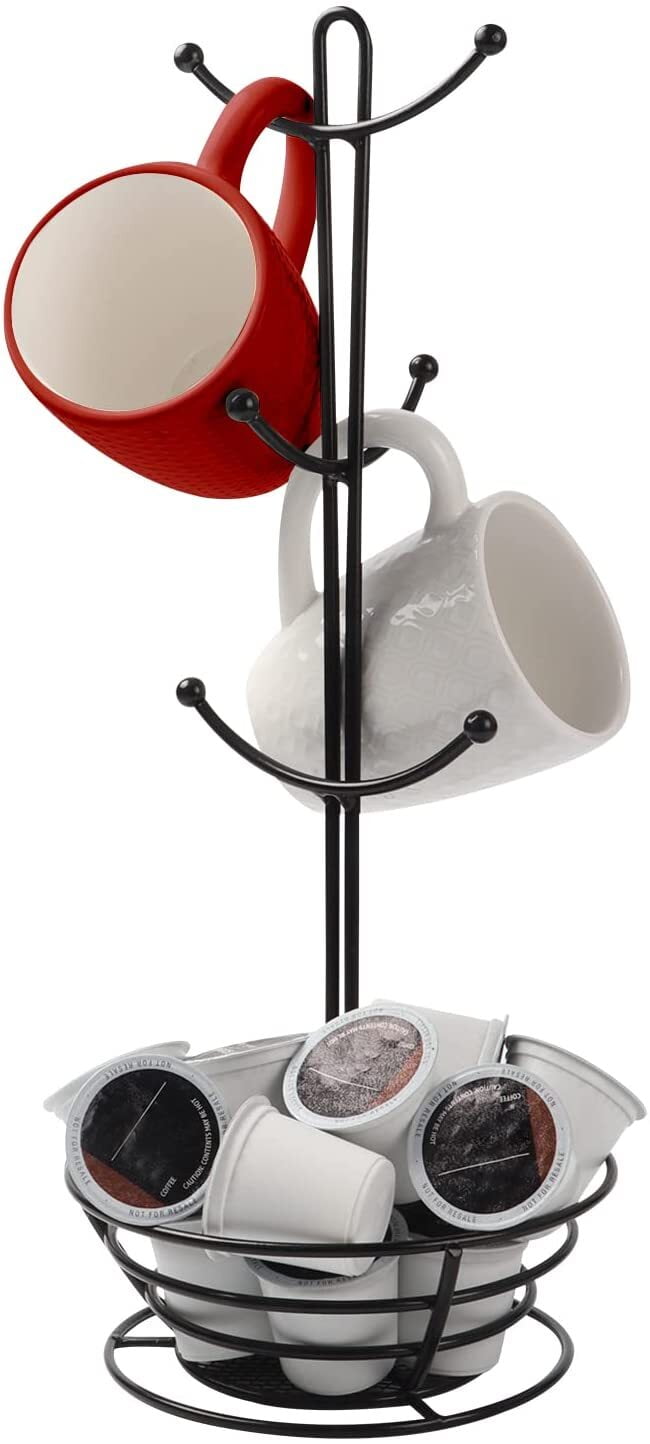 Black Metal Coffee Mug Holder for Countertop, Mugs Tree for 6 Cups with ...
