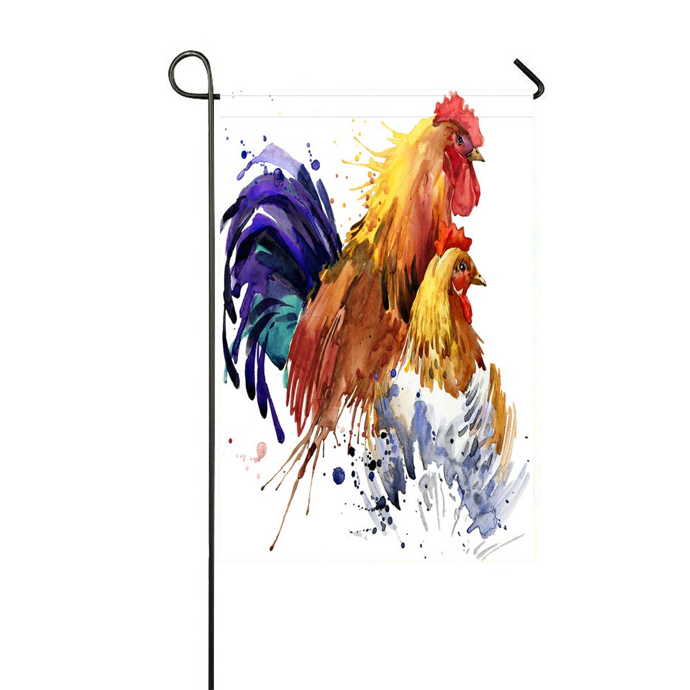 ECZJNT rooster chicken splash Outdoor Flag Home Party Garden Decor ...