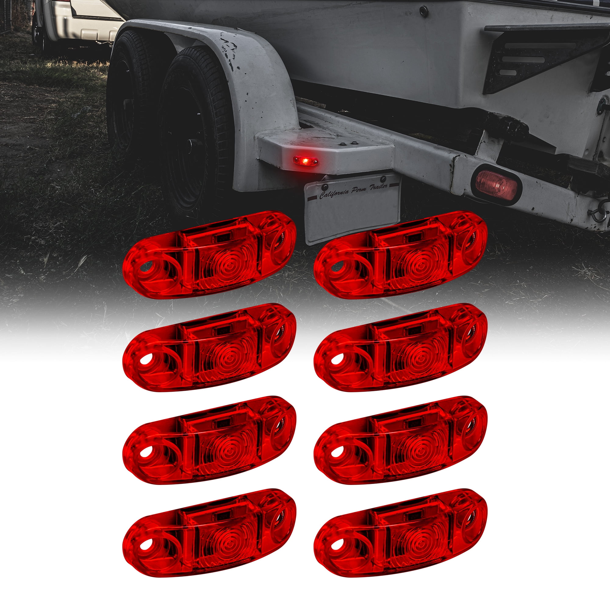 8pc 2.5" Red LED Side Marker Light for Trailers DOT FMVSS 108 SAE P2Â ...