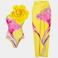 Spentoper Women Female Skinny Big Flower Foreign Trade Bathing Bathing Suit Set Chiffon Long