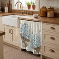 Blue Hydrangea Cabinet Curtains 35"W x 35"L, Spring Floral Leaves ...
