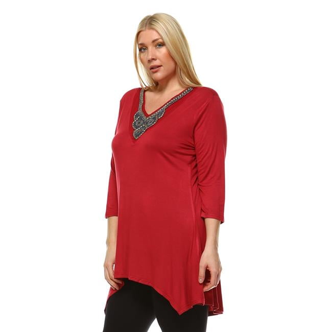 White Mark PS1291-05-3XL Women Plus Size Luna Tunic Top - Brick Red ...
