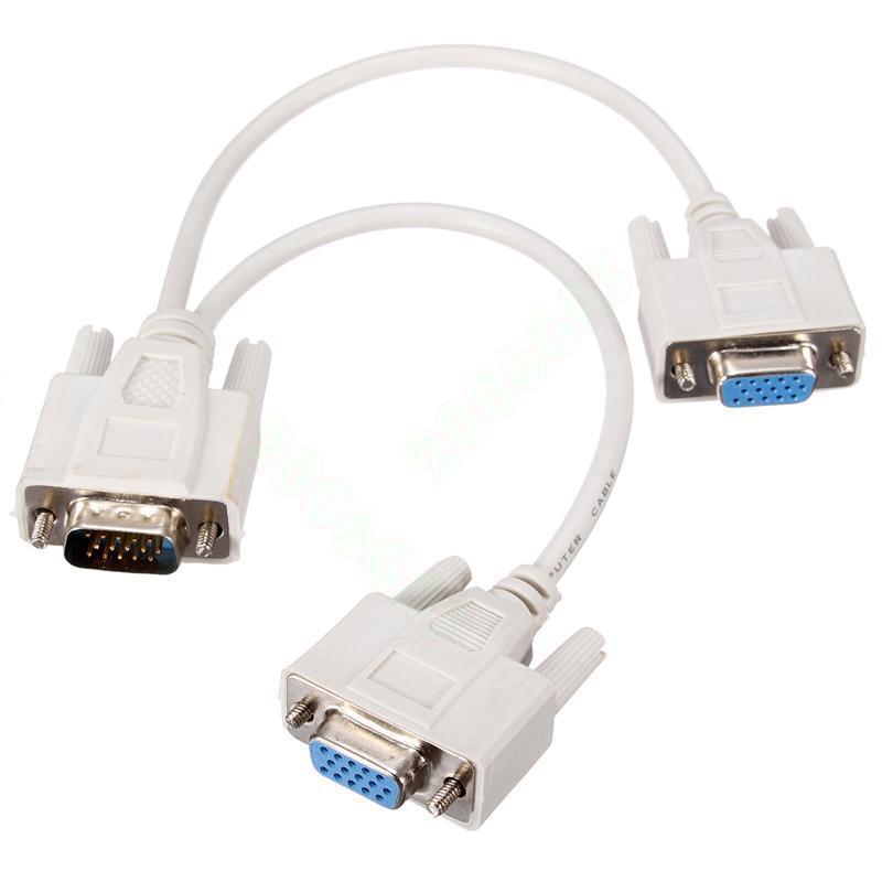 VGA SPLITTER CABLE Y ADAPTER FOR LCD CRT MONITOR 15 PIN 34276884309 ...
