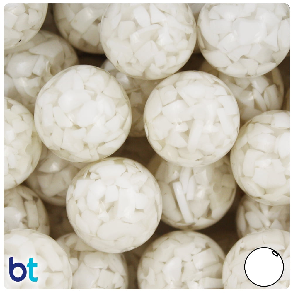 BeadTin White Chips 20mm Round Plastic Beads (10pcs) - Walmart.com