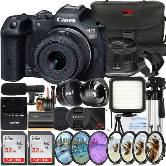 Canon EOS R7 Mirrorless Camera with RF-S 18-45mm + 75-300mm Lens ...