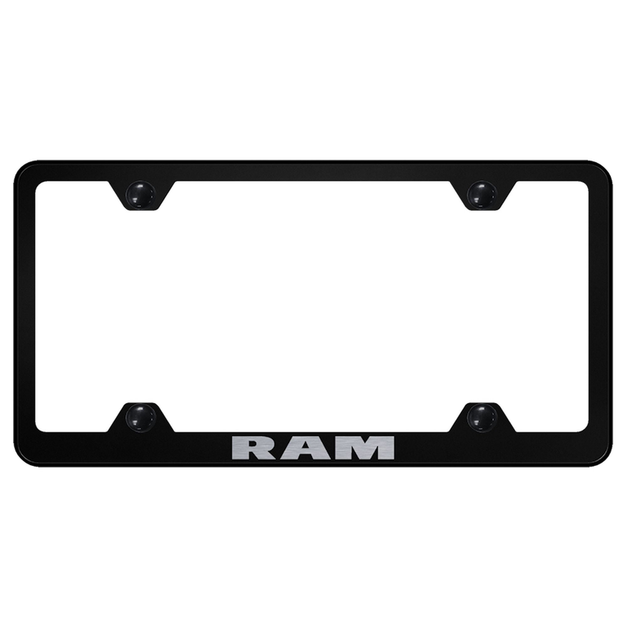 Dodge Ram Laser Etched Logo Wide Body License Plate Frame (Black ...