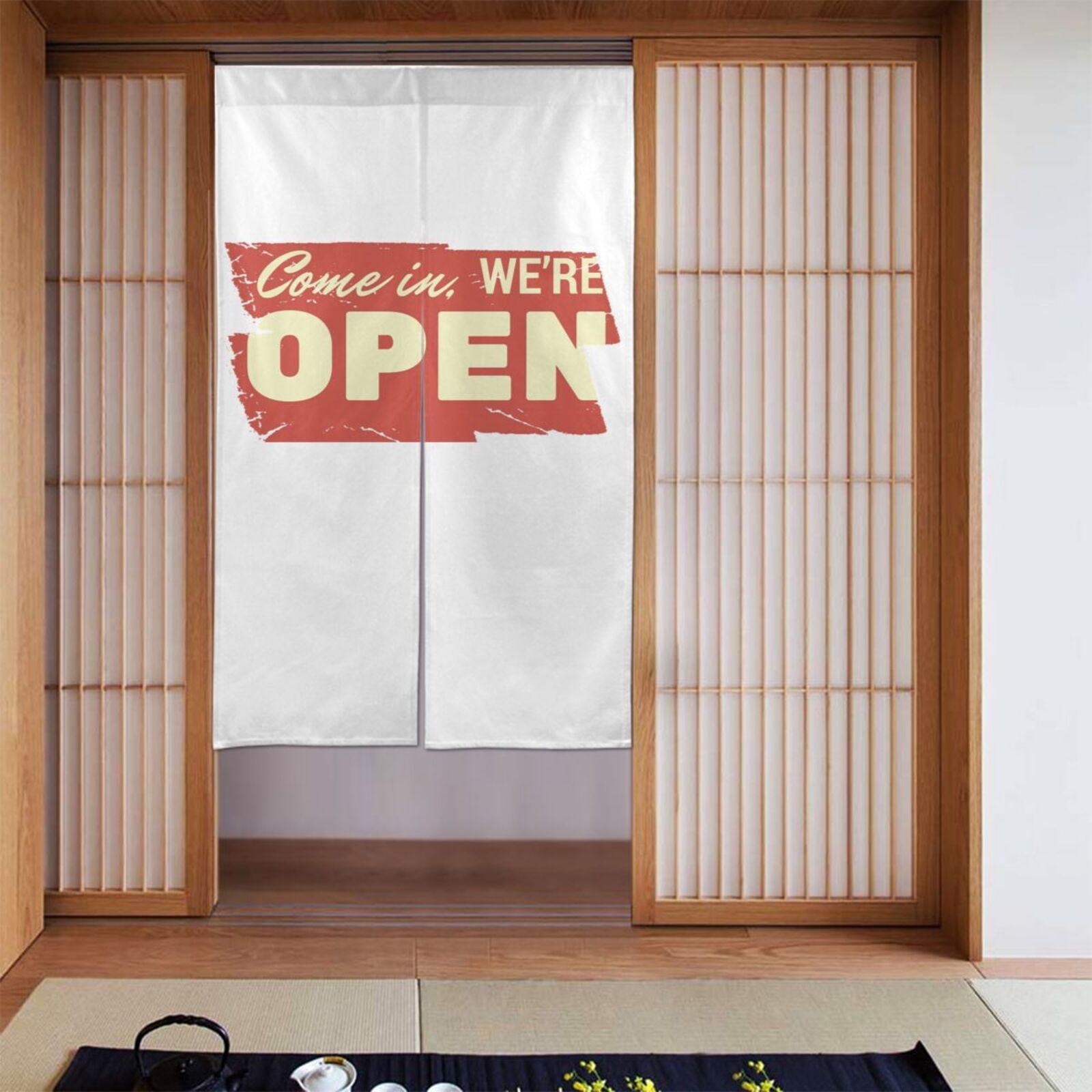 Doorway Drape Split Curtains, Open Entry Sign Room Divider Privacy Door ...