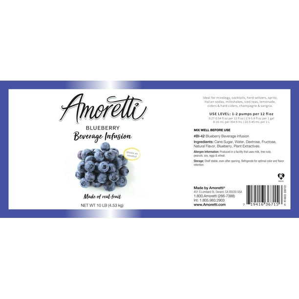 Amoretti - Blueberry Beverage Infusion - Drink Mix & Water Enhancer ...