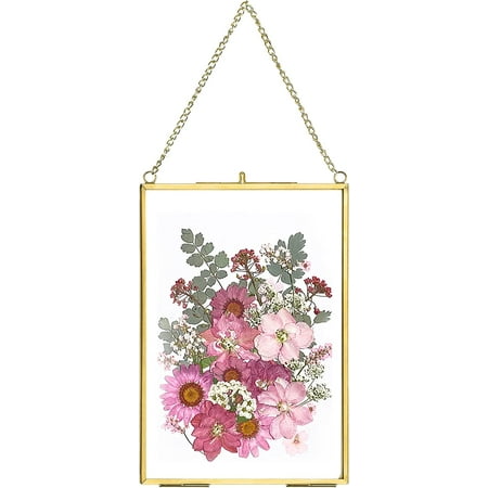 Vintage Hanging Photo Frame, Gold Double Glass Frame Clear Glass Wall ...
